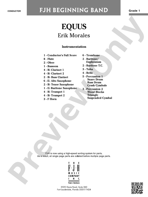 Equus: Score: Concert Band Score: Erik Morales - Digital Sheet Music ...
