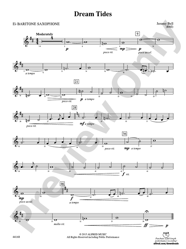 Dream Tides: E-flat Baritone Saxophone: E-flat Baritone Saxophone Part - Digital Sheet Music ...