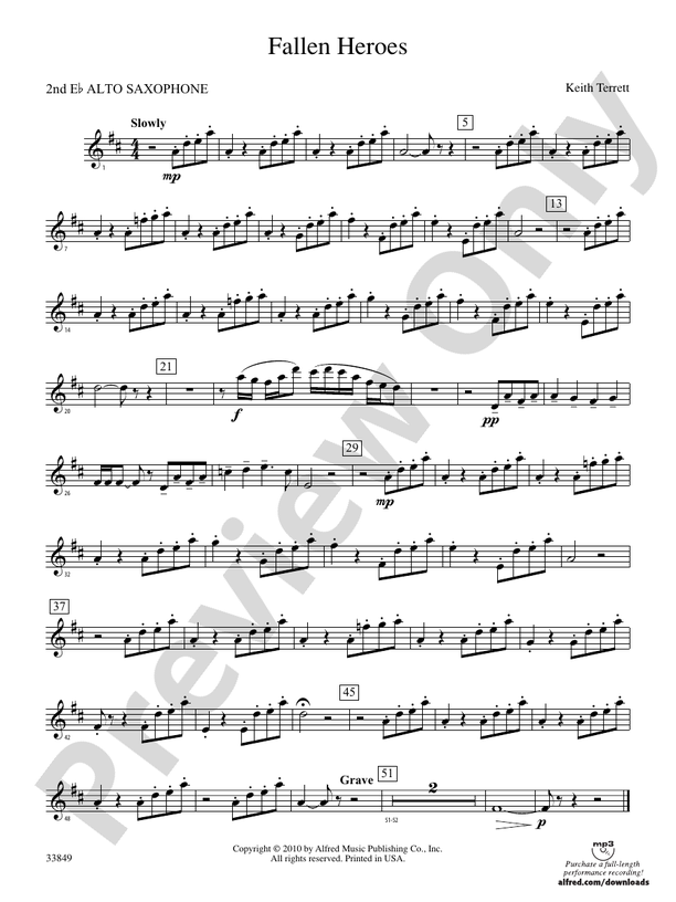 Fallen Heroes: 2nd E-flat Alto Saxophone: 2nd E-flat Alto Saxophone Part - Digital Sheet Music ...