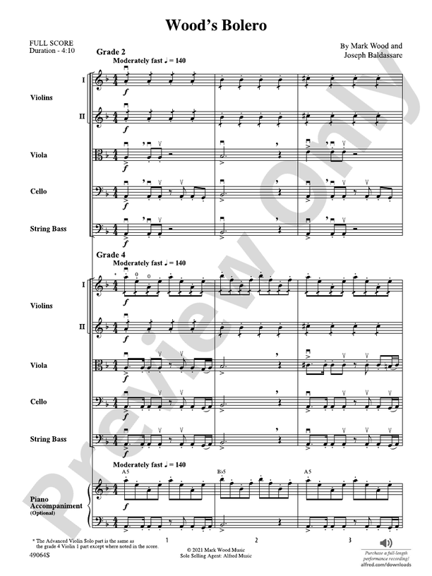 Wood's Bolero: String Orchestra Conductor Score & Parts: Mark Wood ...