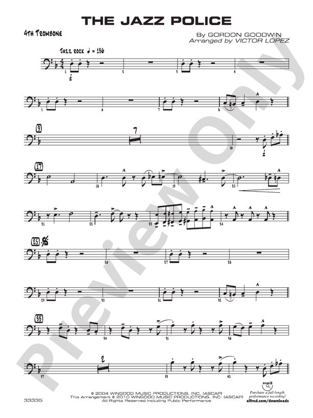 The Jazz Police: 4th Trombone: 4th Trombone Part - Digital Sheet Music ...