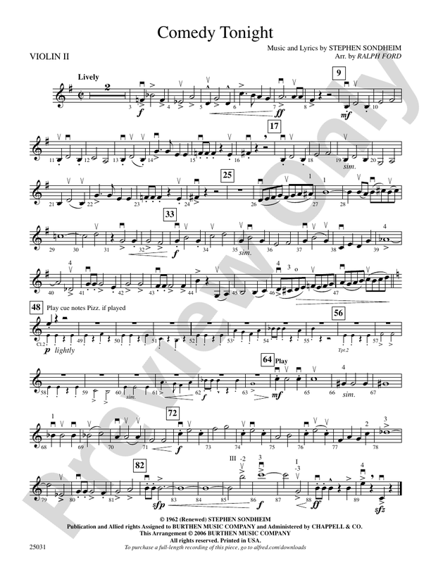 Comedy Tonight: 2nd Violin: 2nd Violin Part - Digital Sheet Music Download