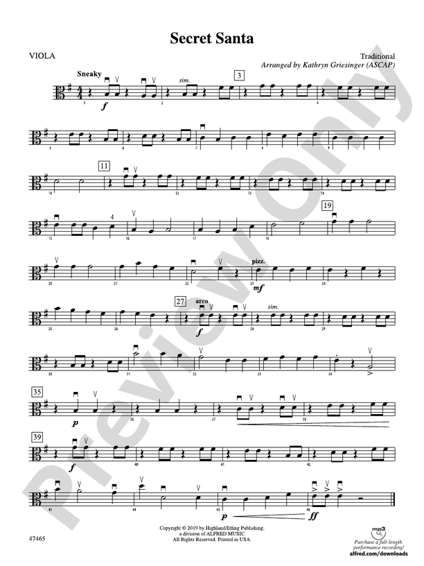 Secret Santa: Viola: Viola Part - Digital Sheet Music Download