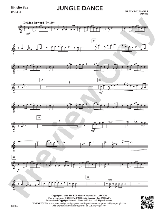 Jungle Dance: Part 2 - E-flat Alto Sax: Part 2 - E-flat Alto Sax Part: Brian Balmages - Digital ...