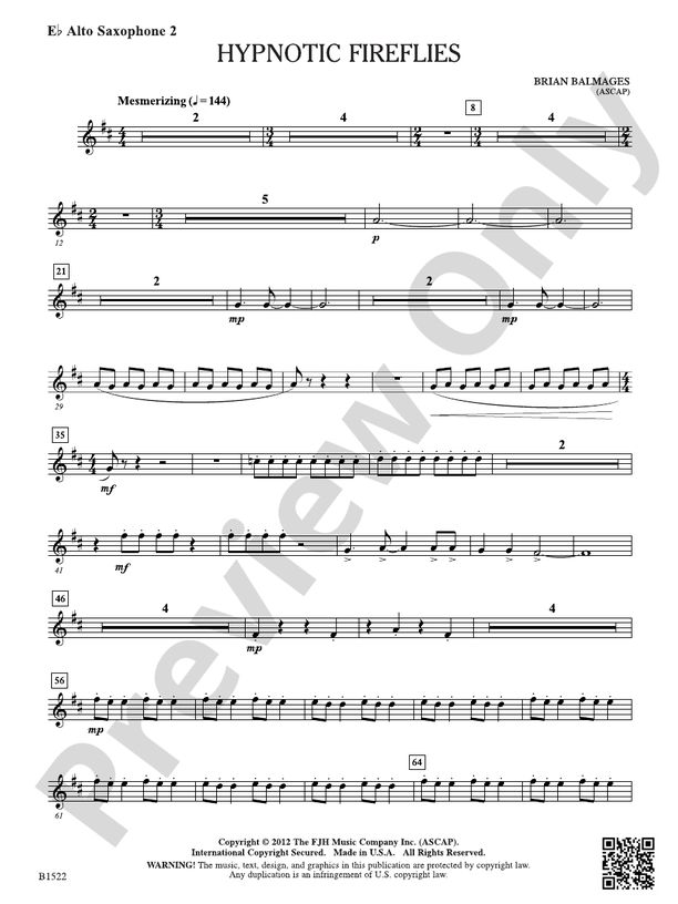 Hypnotic Fireflies: E-flat Alto Saxophone 2: E-flat Alto Saxophone 2 Part: Brian Balmages ...
