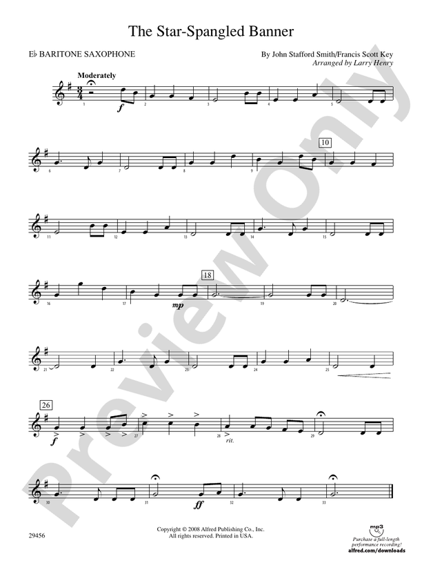 The Star-Spangled Banner: E-flat Baritone Saxophone: E-flat Baritone ...
