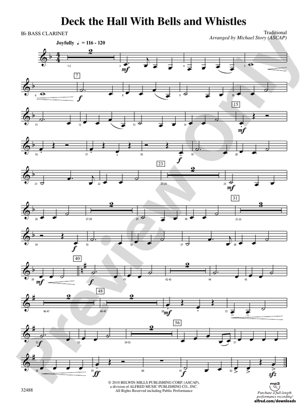 Deck the Hall with Bells and Whistles: B-flat Bass Clarinet: B-flat ...