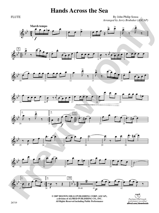 Hands Across the Sea: Flute: Flute Part - Digital Sheet Music Download