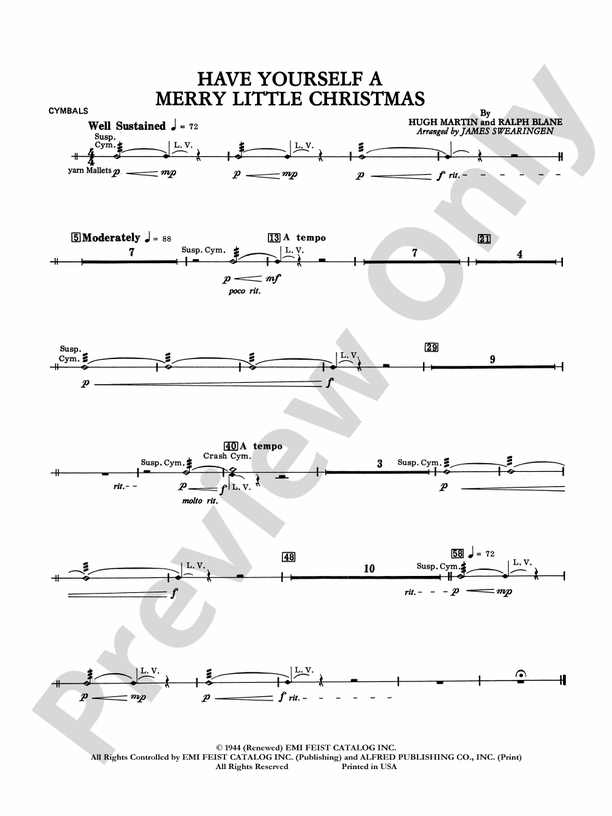 Have Yourself a Merry Little Christmas: Cymbals: Cymbals Part - Digital ...