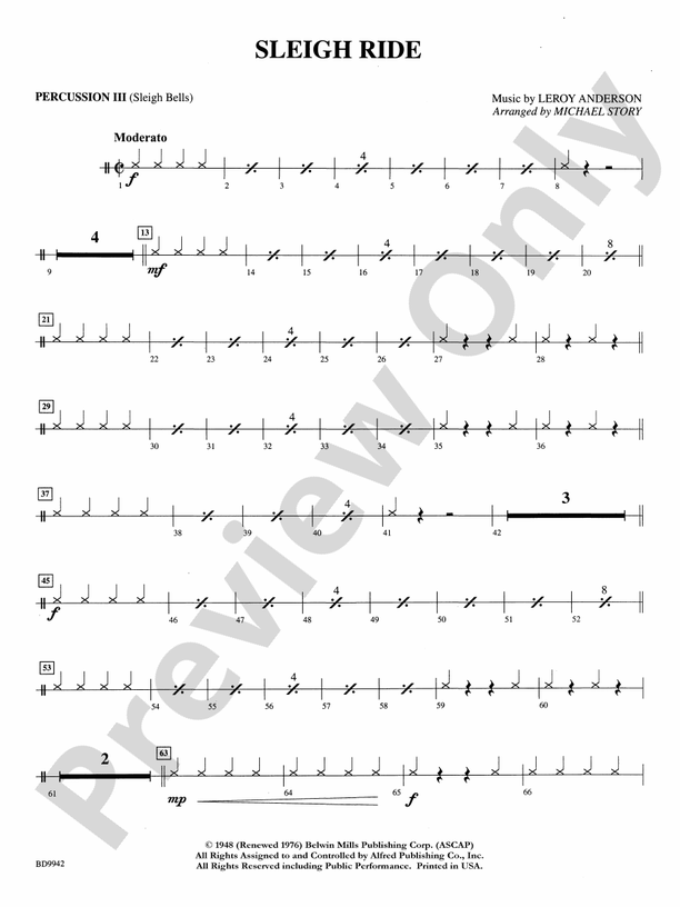 Sleigh Ride: 3rd Percussion: 3rd Percussion Part - Digital Sheet Music ...