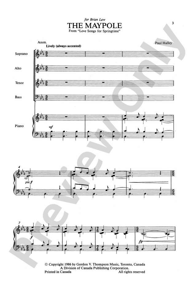 Maypole (from Love Songs for Springtime): SATB Choral Octavo: Paul ...