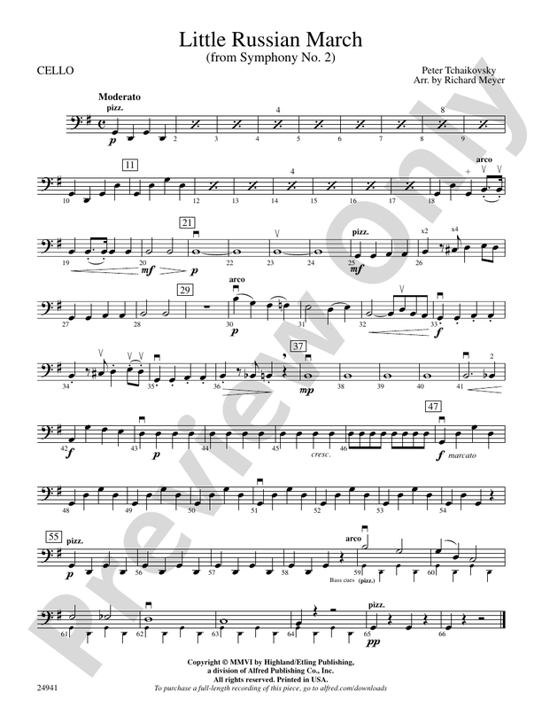Little Russian March (from Symphony No. 2): Cello: Cello Part - Digital ...