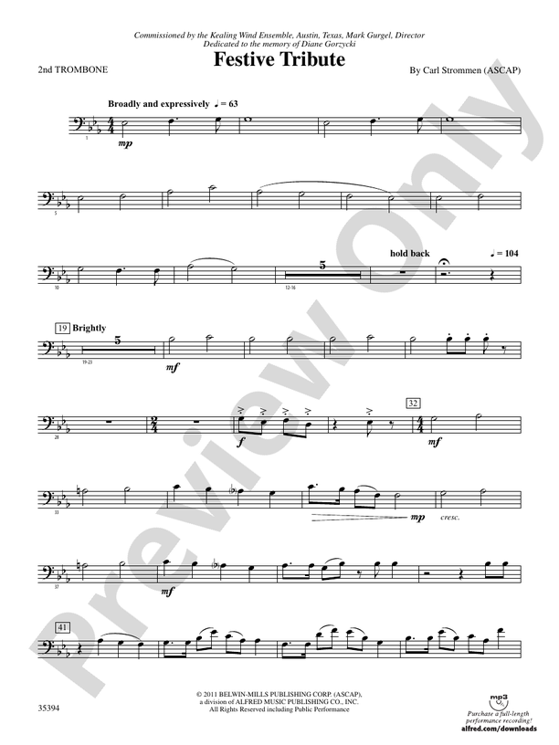 Festive Tribute: 2nd Trombone: 2nd Trombone Part - Digital Sheet Music Download