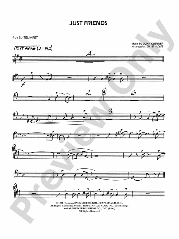 Just Friends: 4th B-flat Trumpet: 4th B-flat Trumpet Part - Digital Sheet Music Download