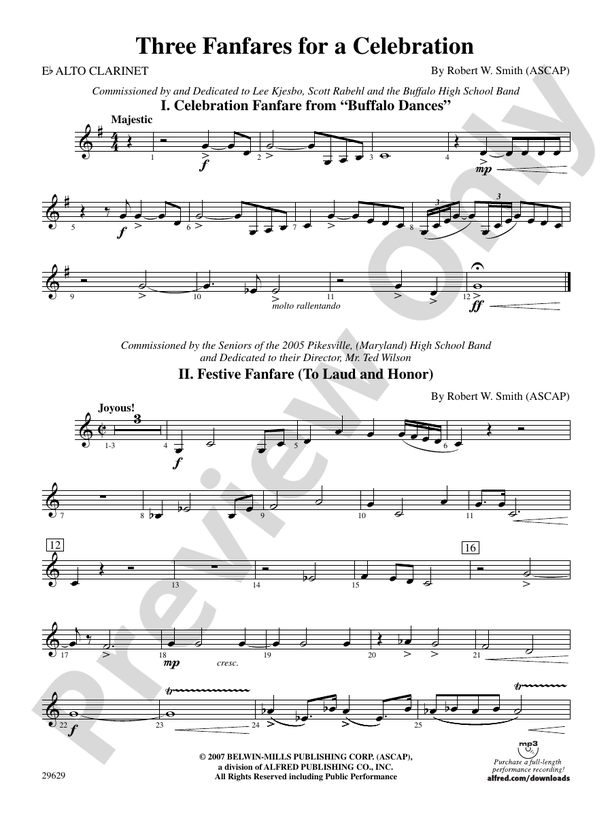 Three Fanfares for a Celebration: (wp) E-flat Alto Clarinet: (wp) E ...