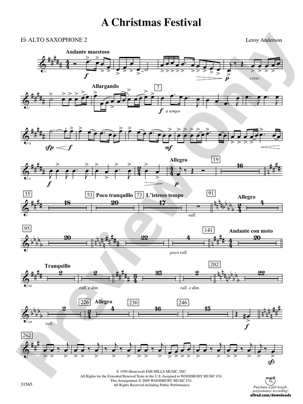 A Christmas Festival: 2nd E-flat Alto Saxophone: 2nd E-flat Alto Saxophone Part - Digital Sheet ...