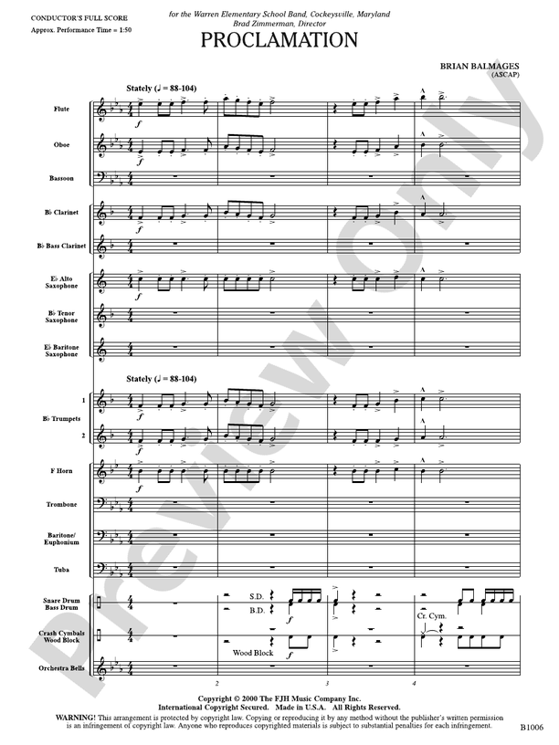 Proclamation: Score: Concert Band Score: Brian Balmages - Digital Sheet ...