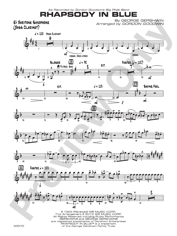 Rhapsody in Blue: E-flat Baritone Saxophone: E-flat Baritone Saxophone ...