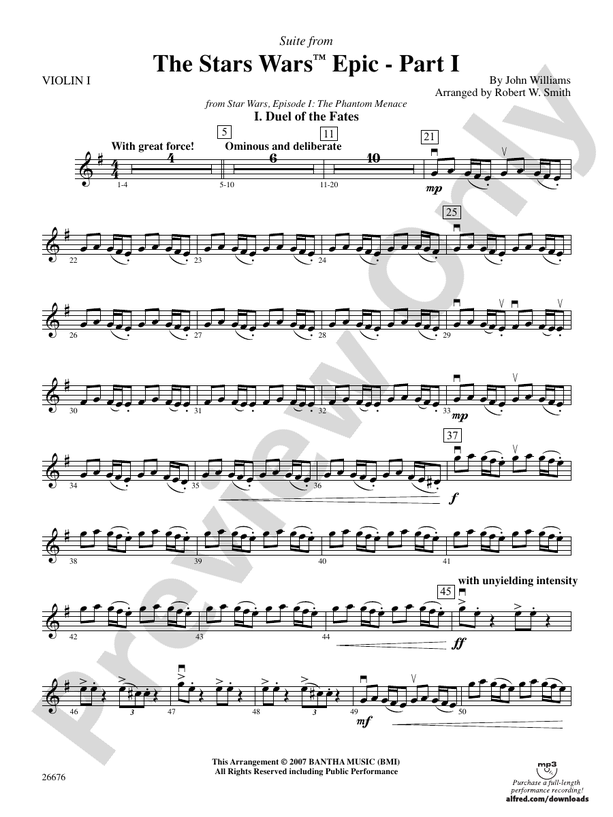 Suite from the Star Wars Epic -- Part I: 1st Violin: 1st Violin Part ...