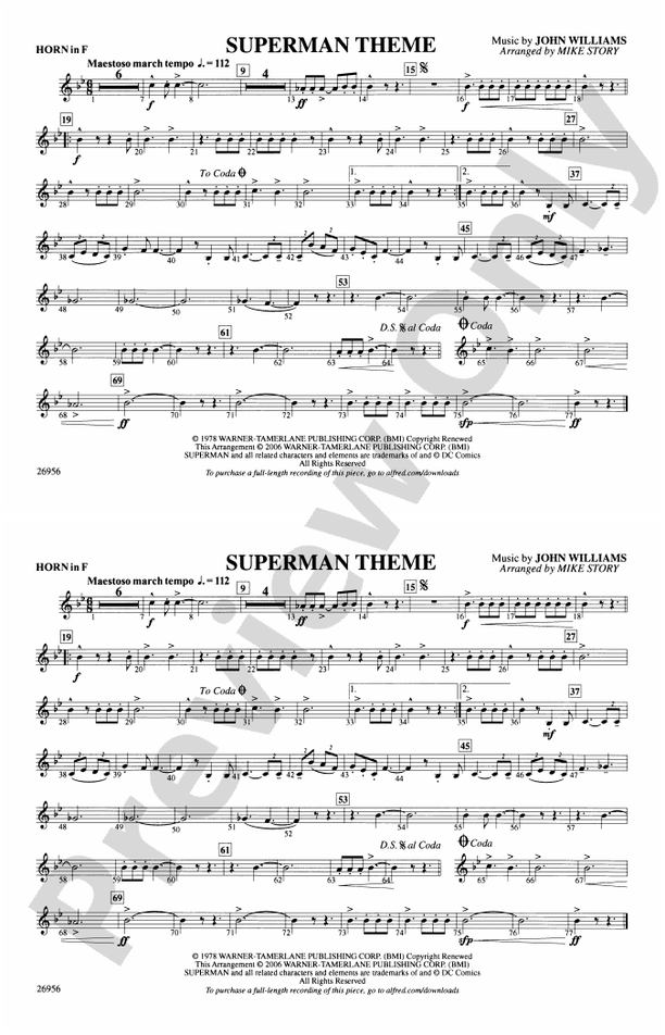 Superman Theme: 1st F Horn: 1st F Horn Part - Digital Sheet Music Download