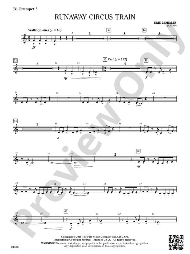 Runaway Circus Train: B-flat Trumpet 3: B-flat Trumpet 3 Part: Erik ...