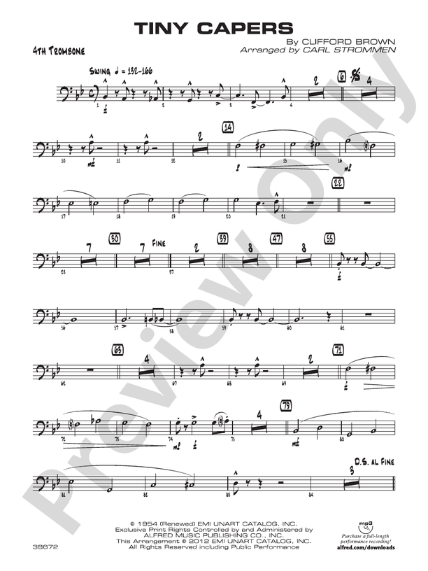Tiny Capers: 4th Trombone: 4th Trombone Part - Digital Sheet Music Download