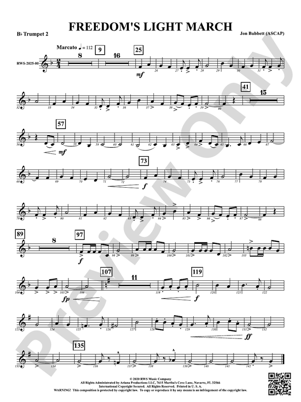 Freedom's Light March: 2nd B-flat Trumpet: 2nd B-flat Trumpet Part: Jon ...