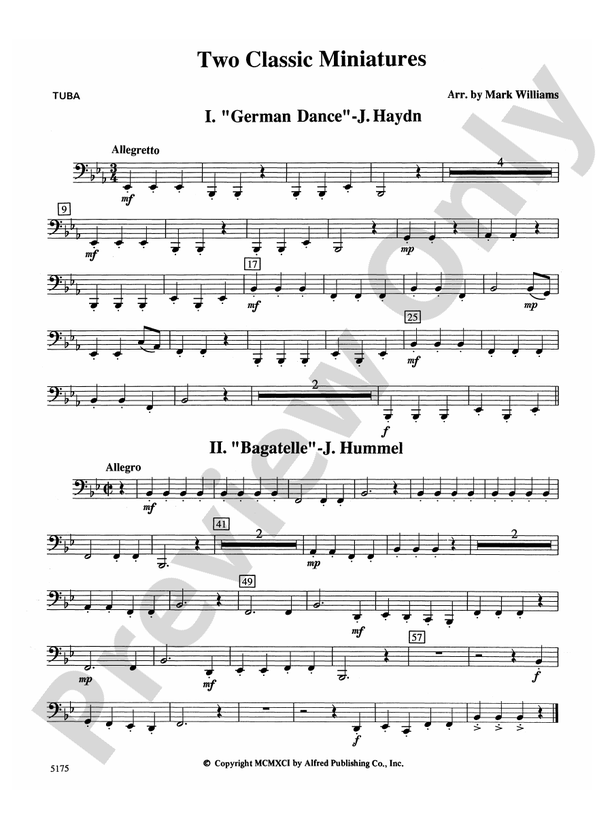 Two Classic Miniatures: Tuba: Tuba Part - Digital Sheet Music Download