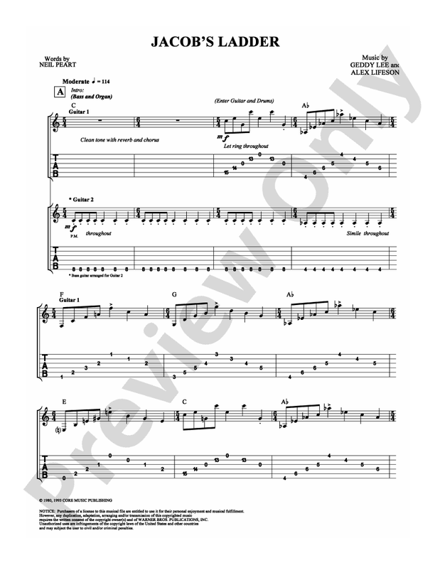 Jacob's Ladder: Guitar TAB: Rush - Digital Sheet Music Download