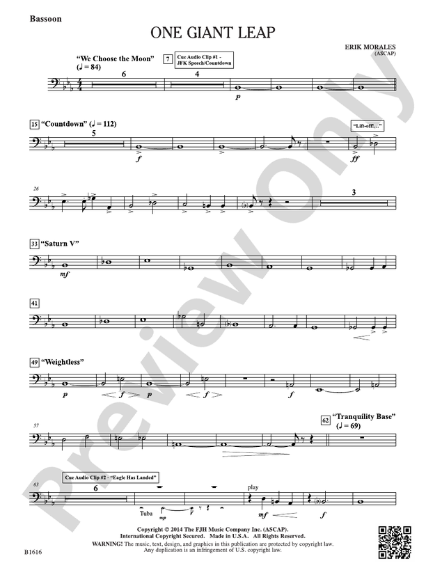 One Giant Leap: Bassoon: Bassoon Part: Erik Morales - Digital Sheet ...