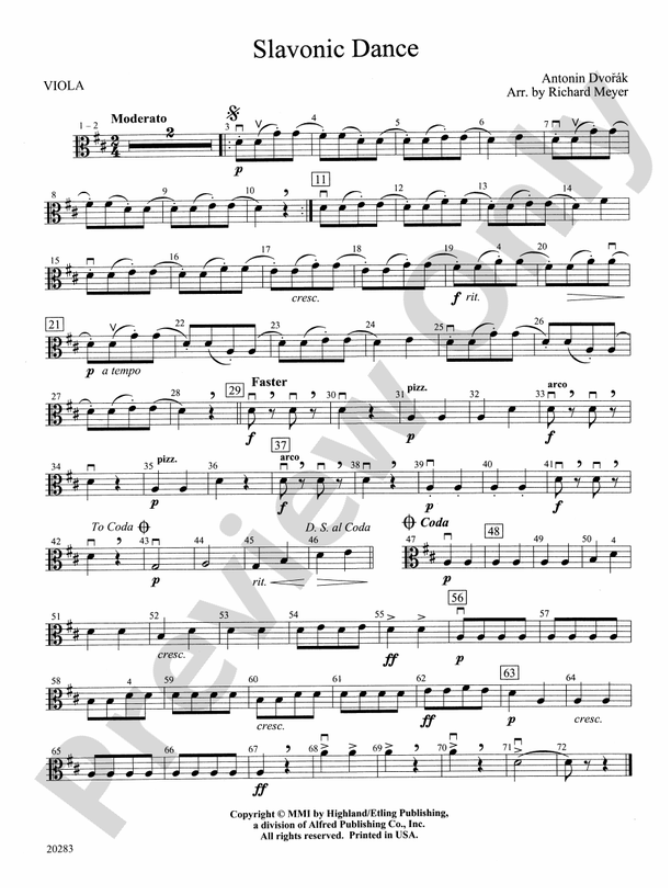 Slavonic Dance: Viola: Viola Part - Digital Sheet Music Download