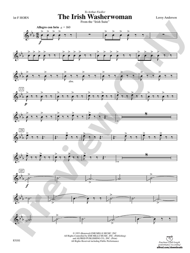 The Irish Washerwoman (from the Irish Suite): 1st F Horn: 1st F Horn ...