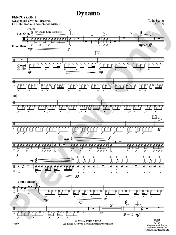 Dynamo: 2nd Percussion: 2nd Percussion Part - Digital Sheet Music Download