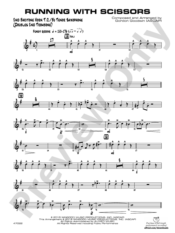 Running with Scissors: 2nd Baritone T.C.: 2nd Baritone T.C. Part - Digital Sheet Music Download