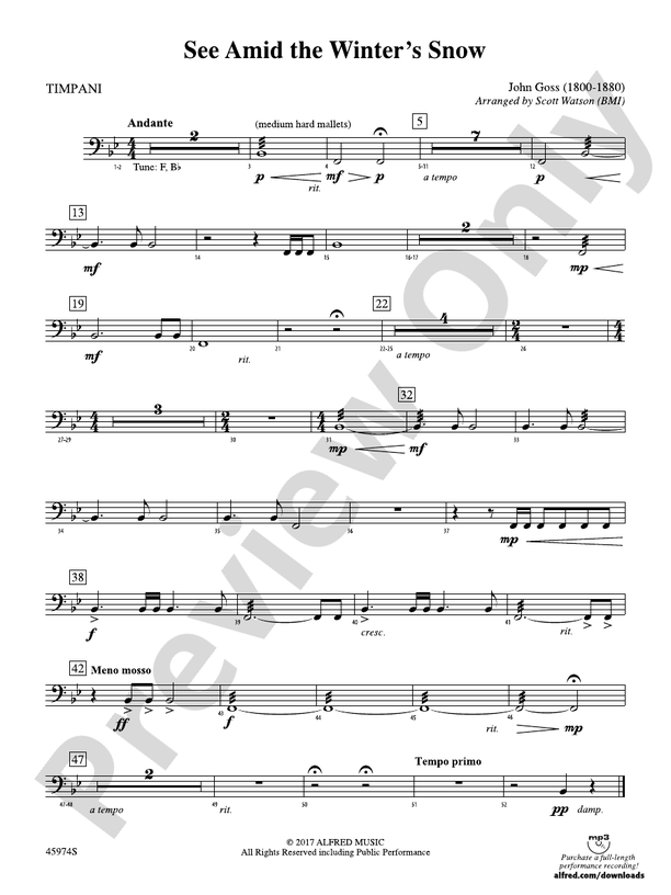 See Amid the Winter's Snow: Timpani: Timpani Part - Digital Sheet Music ...