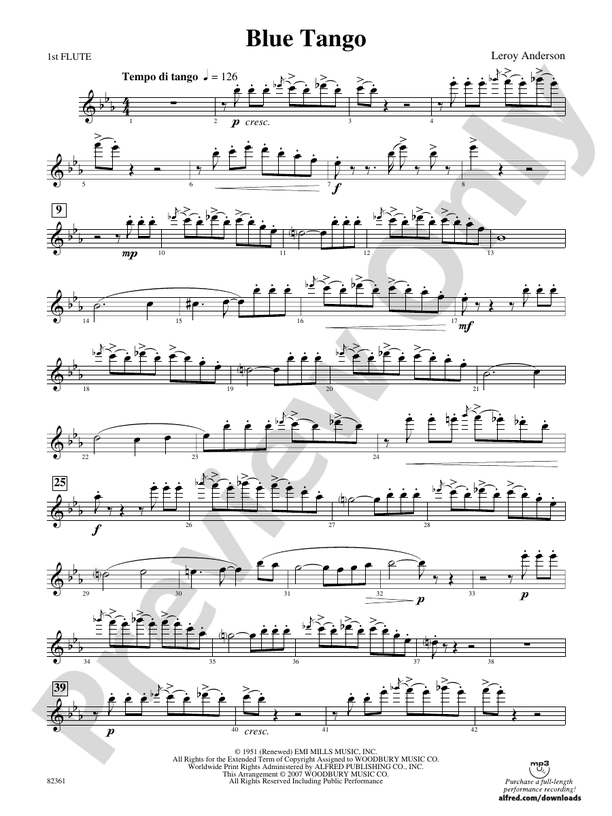 Blue Tango: Flute: Flute Part - Digital Sheet Music Download