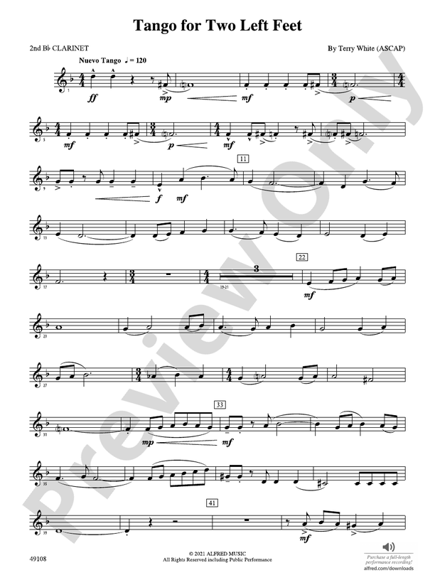 Tango for Two Left Feet: 2nd B-flat Clarinet: 2nd B-flat Clarinet Part ...