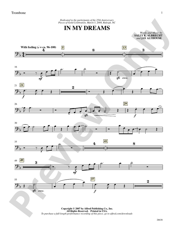 In My Dreams: 1st Trombone: 1st Trombone Part - Digital Sheet Music Download