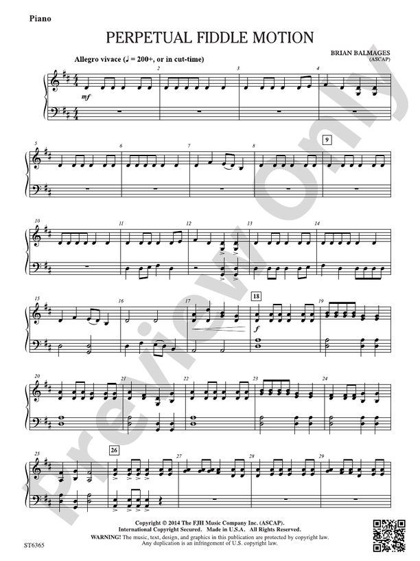 Perpetual Fiddle Motion: Piano: Piano Part: Brian Balmages - Digital ...