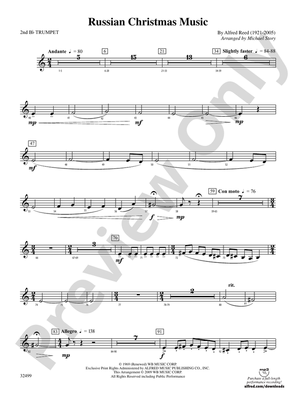 Russian Christmas Music: 2nd B-flat Trumpet: 2nd B-flat Trumpet Part - Digital Sheet Music Download
