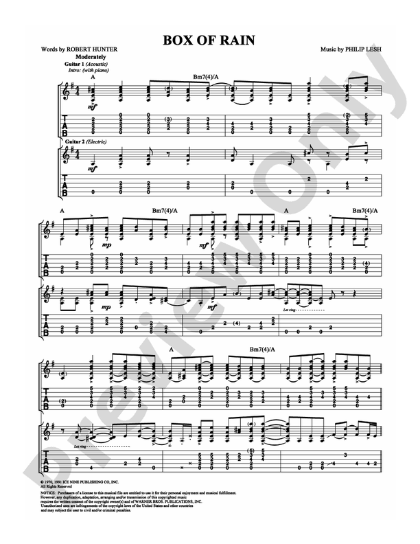 Box of Rain: Guitar TAB: Grateful Dead - Digital Sheet Music Download