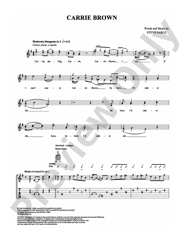 Carrie Brown: Guitar TAB: Steve Earle - Digital Sheet Music Download