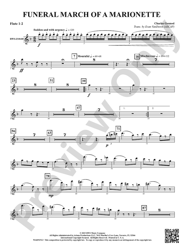Funeral March of a Marionette: 1st & 2nd Flute: 1st & 2nd Flute Part ...