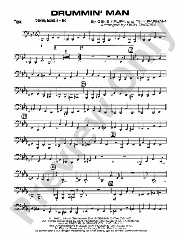 Drummin' Man: Tuba: Tuba Part - Digital Sheet Music Download