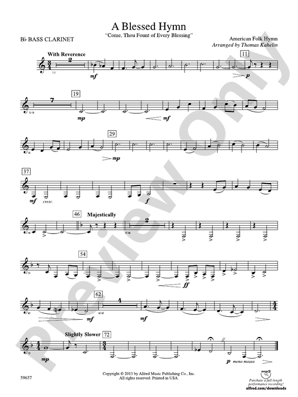 A Blessed Hymn: B-flat Bass Clarinet: B-flat Bass Clarinet Part ...