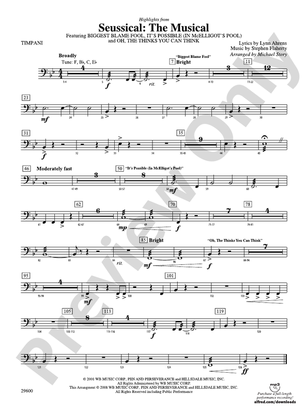 Seussical: The Musical: Timpani: Timpani Part - Digital Sheet Music ...