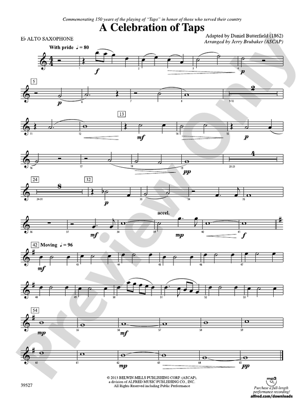A Celebration of Taps: E-flat Alto Saxophone: E-flat Alto Saxophone Part - Digital Sheet Music ...