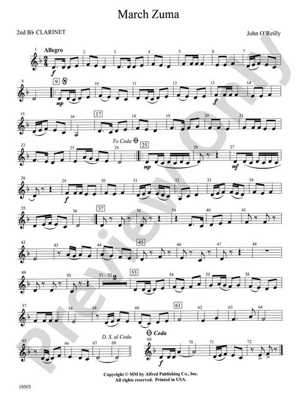 March Zuma: 2nd B-flat Clarinet: 2nd B-flat Clarinet Part - Digital ...