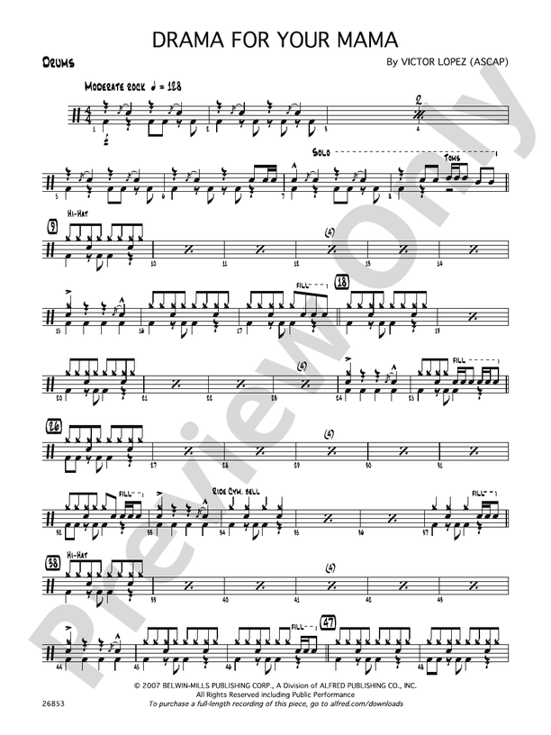 Drama for Your Mama: Drums: Drums Part - Digital Sheet Music Download