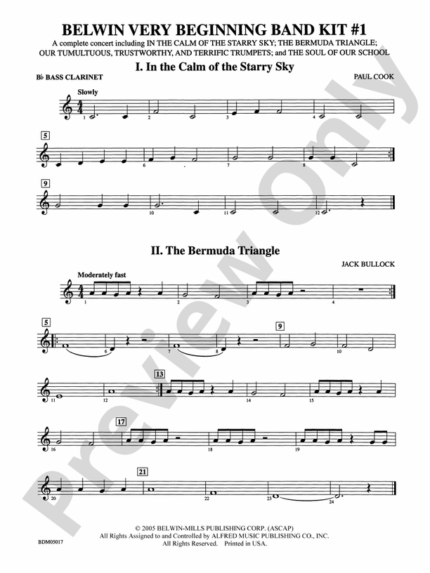 Belwin Very Beginning Band Kit #1: B-flat Bass Clarinet: B-flat Bass ...